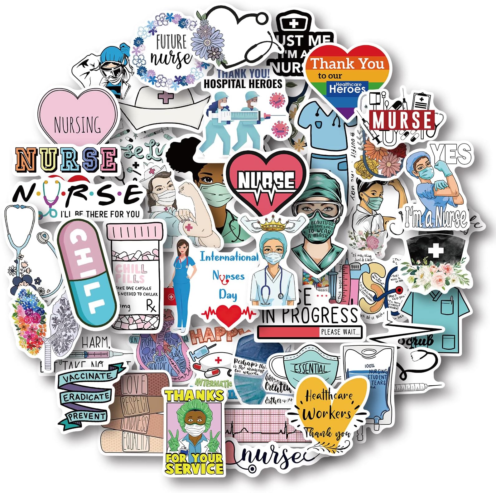 Amazon.com : Happy Nurses Week Nurse Appreciation Themed Stickers, 40 2 ...