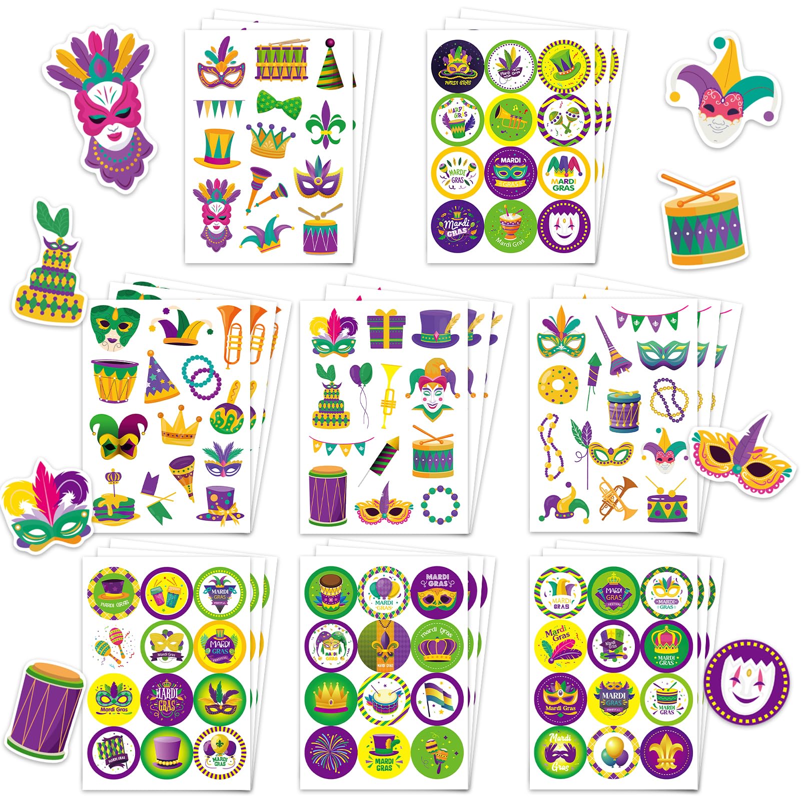 Amazon.com: HOWAF Mardi Gras Party Decorations Supplies Stickers, Happy ...