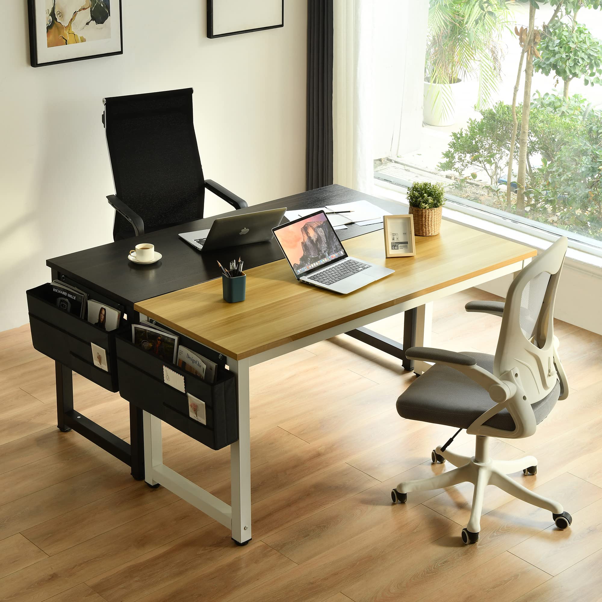 63 inch Computer Desk,Large Home Office Desk Modern Wood Writing Table ...
