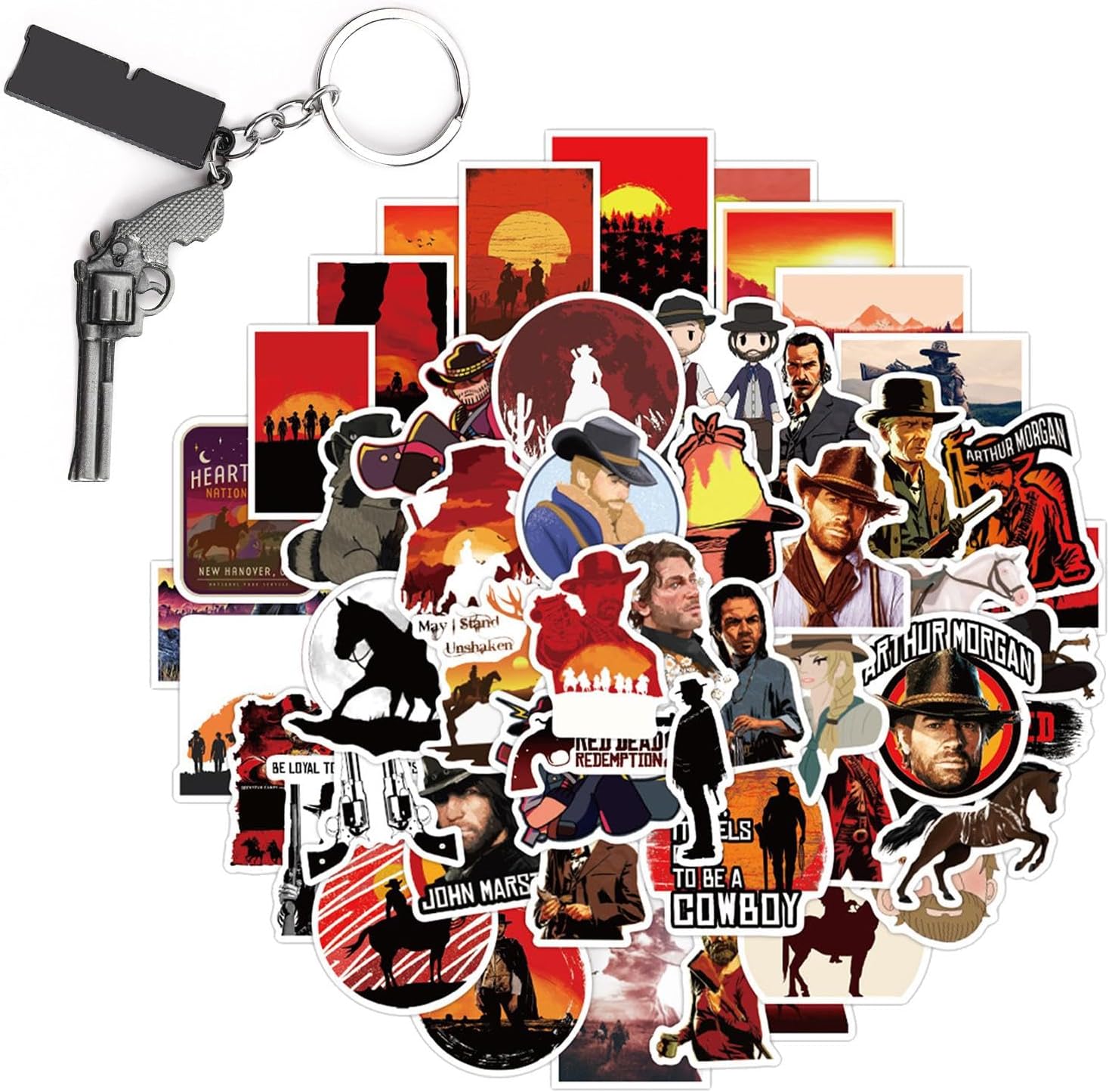Amazon.com: Babymiu Rdr Western Cowboy Stickers 50Pcs（with Gun keychian ...