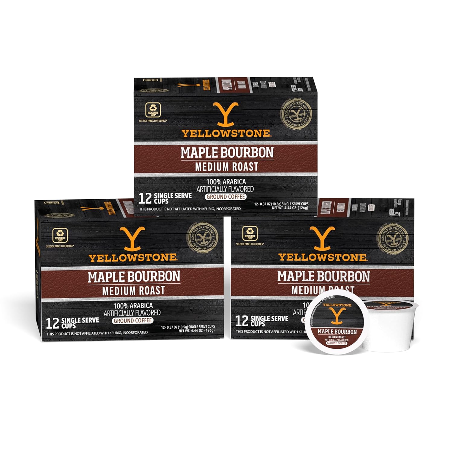 Amazon.com: Yellowstone Maple Bourbon Medium Roast Coffee, Single Serve ...