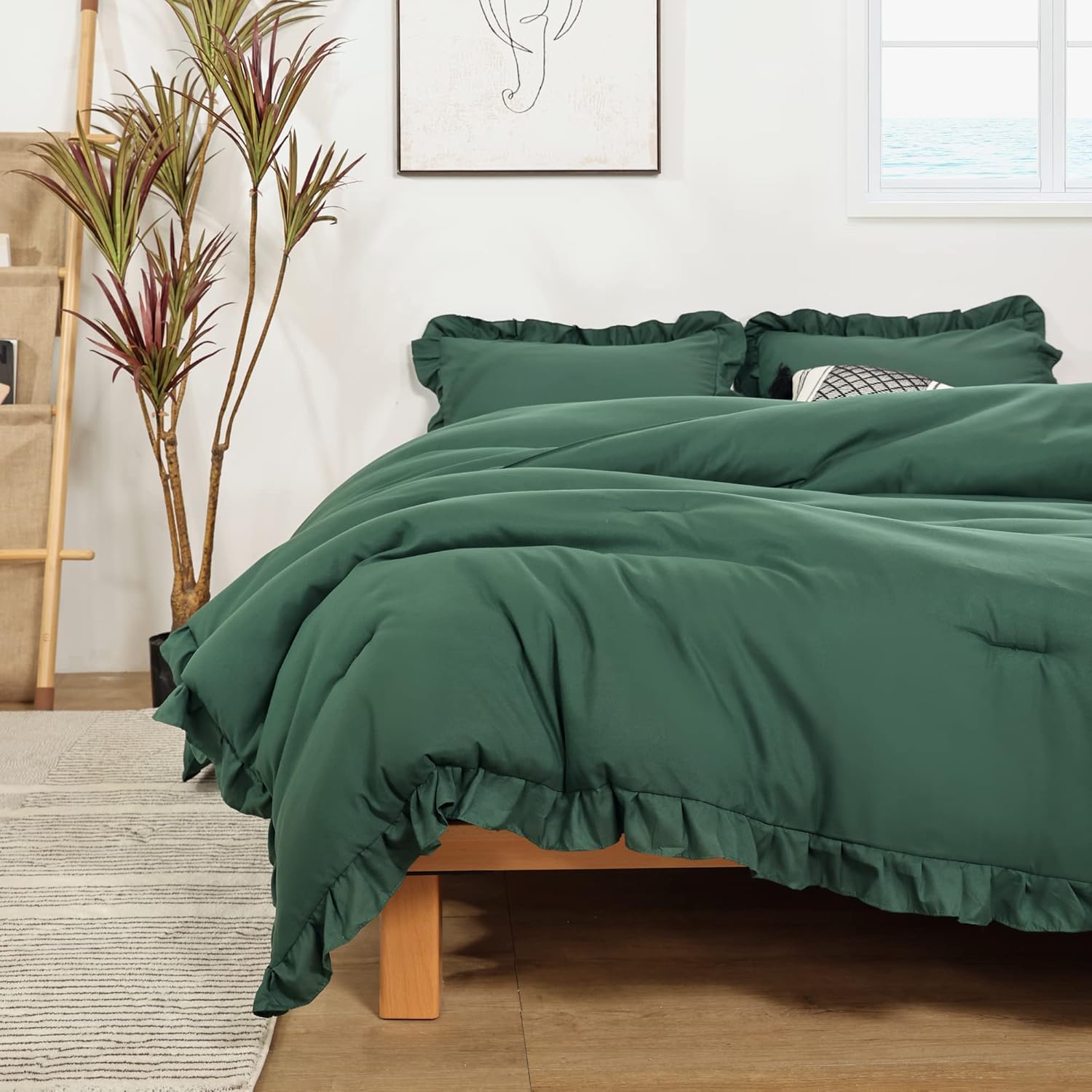 Amazon.com: JANZAA Full Size Comforter Emerald Comforter Set 3PCS 1 ...