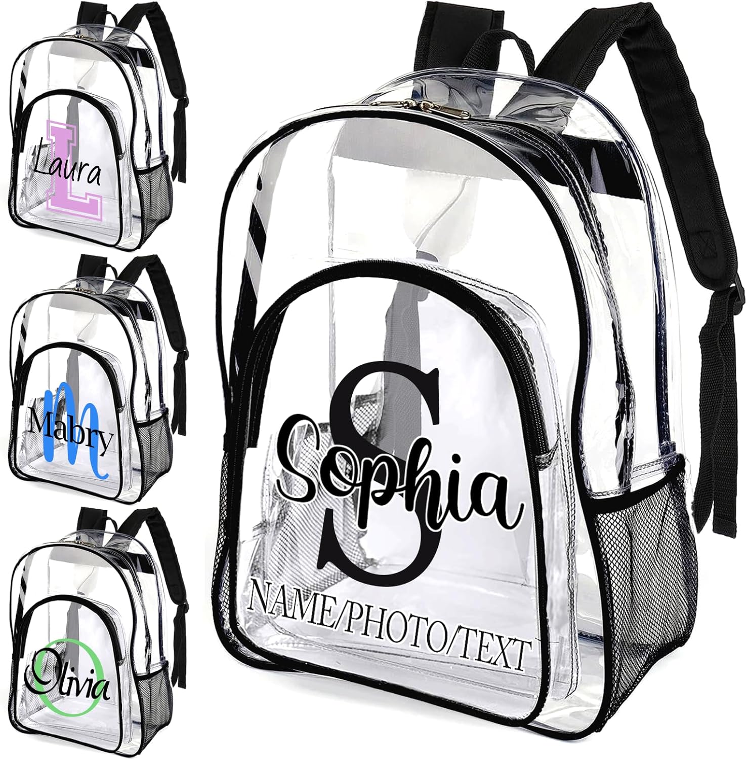Amazon.com | xrlsg Personalized Clear Backpack for Girls Boys Custom ...