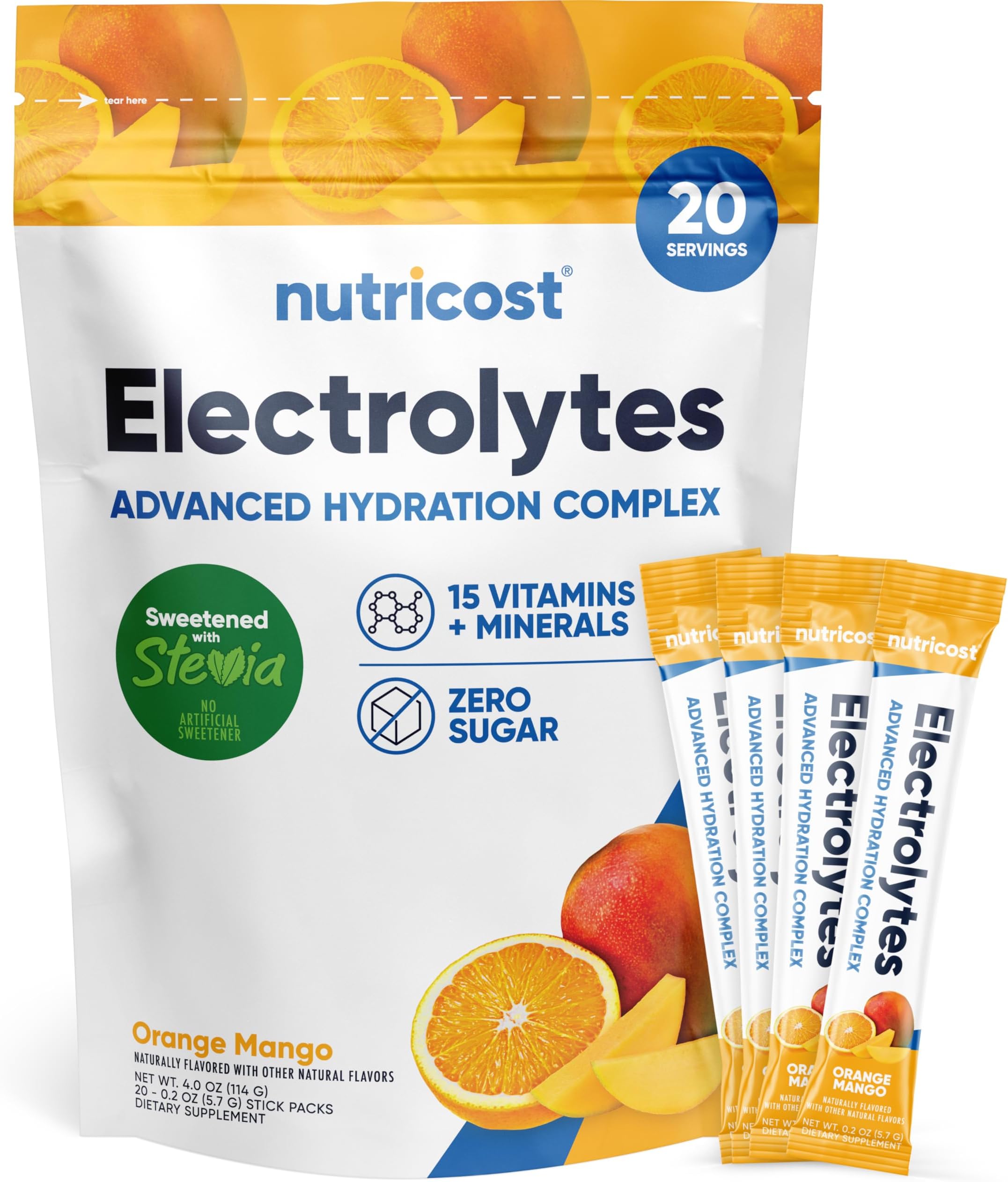 Amazon.com: Amazon Basic Care Electrolyte Powder Packets, Orange, 6 ...