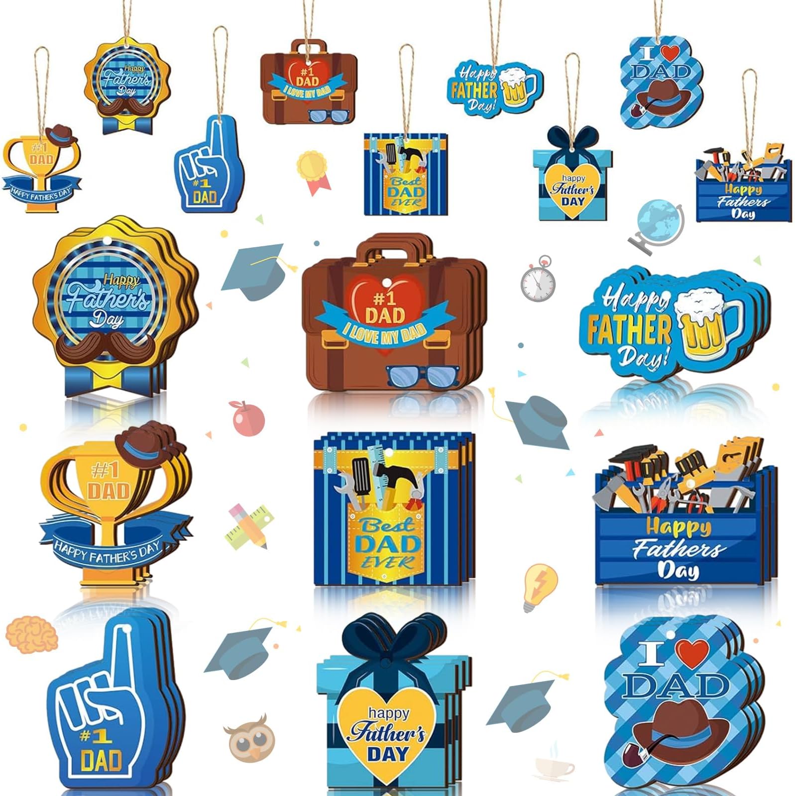 Amazon.com: 36 Pcs Father's Day Wooden Hanging Ornaments Wood Father's ...