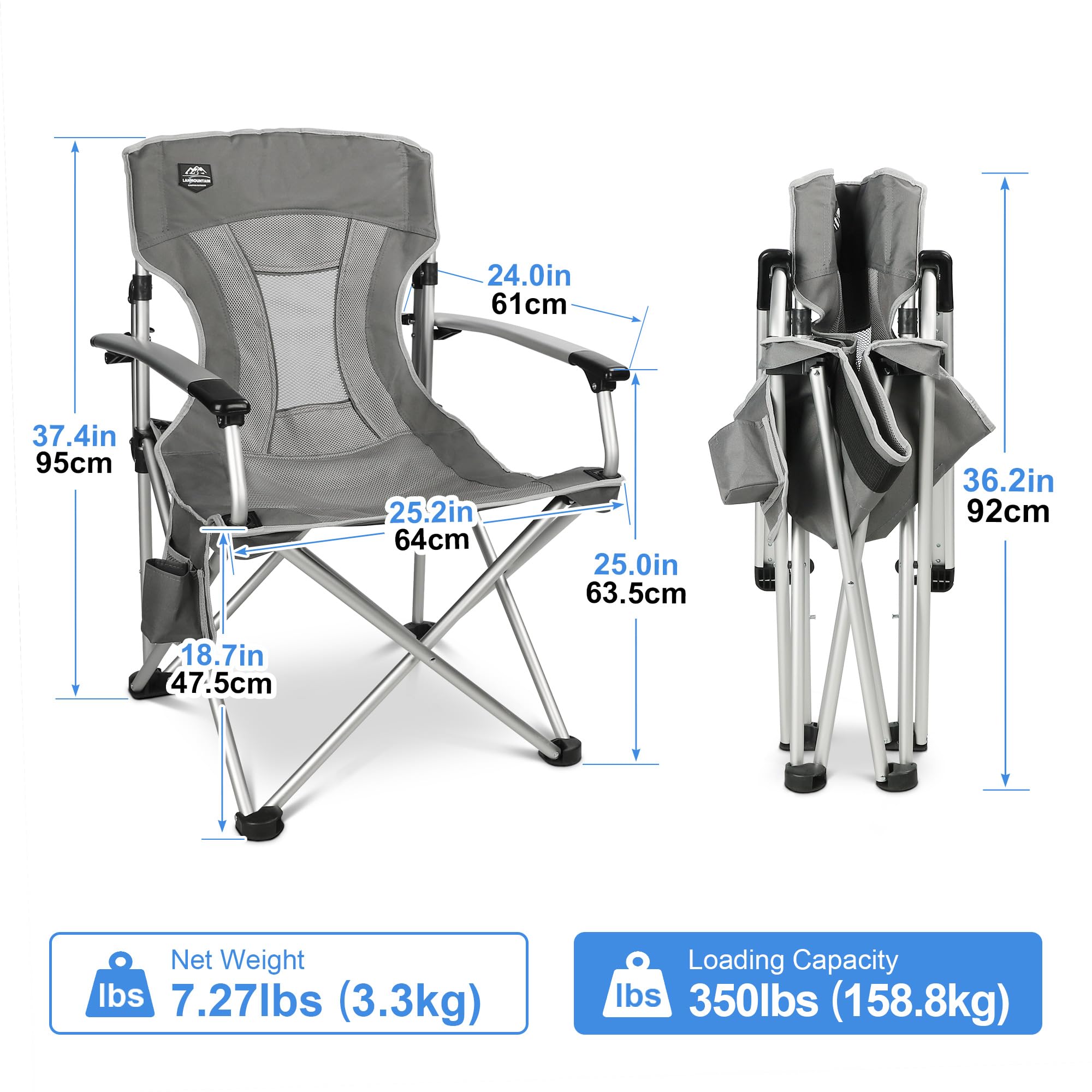 Snapklik.com : LANMOUNTAIN Lightweight Folding Hard Arm Camping Chair