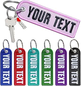 Custom Embroidery Keychain, 1PC Personalized Keychain with Double-Sided ...