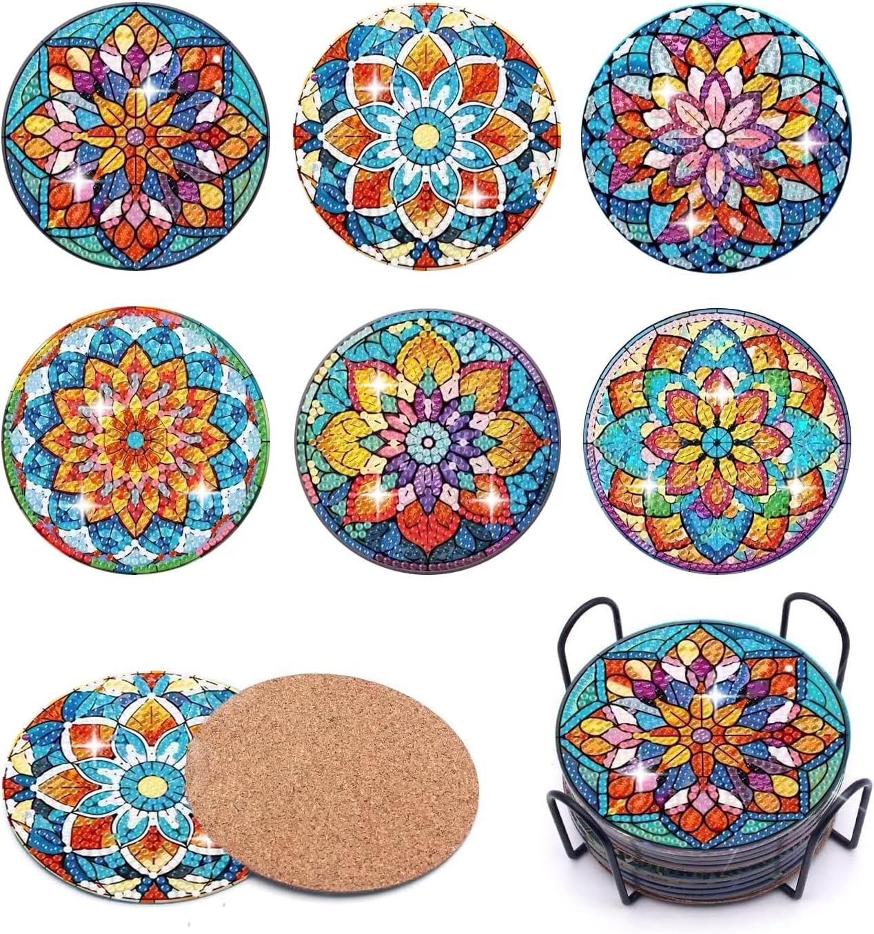 Amazon.com: Puraikcmi 6pcs DIY Mandala Diamond Art Painting Kits ...