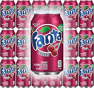 Fanta Wild Cherry Soda, sin cafeína, lata de 12 onzas líquidas (paquete ...
