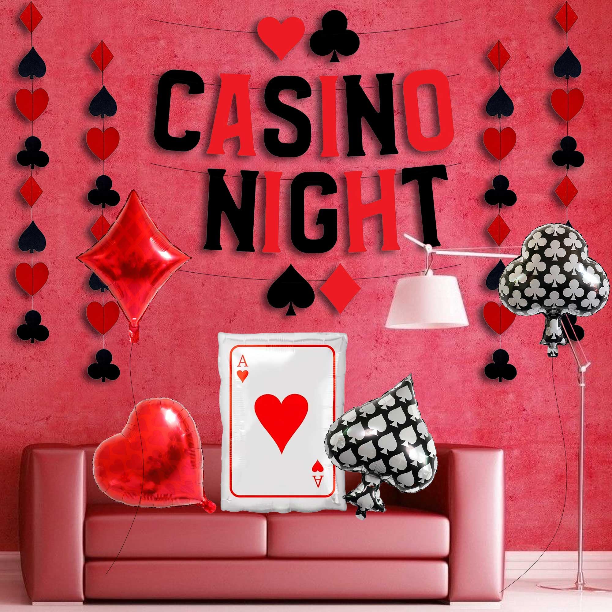 Casino Night Party Decorations Include Playing Cards Dice Spades Hearts ...