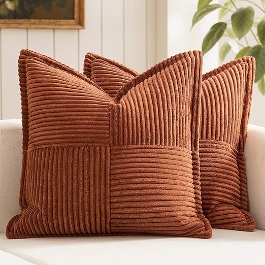 MIULEE Fall Corduroy Pillow Covers with Splicing Set of 2 Super Soft ...