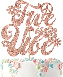 Amazon.com: Five is A Vibe Cake Topper, Groovy 5th, Hello 5 Years Old, Happy 5th Birthday Party ...