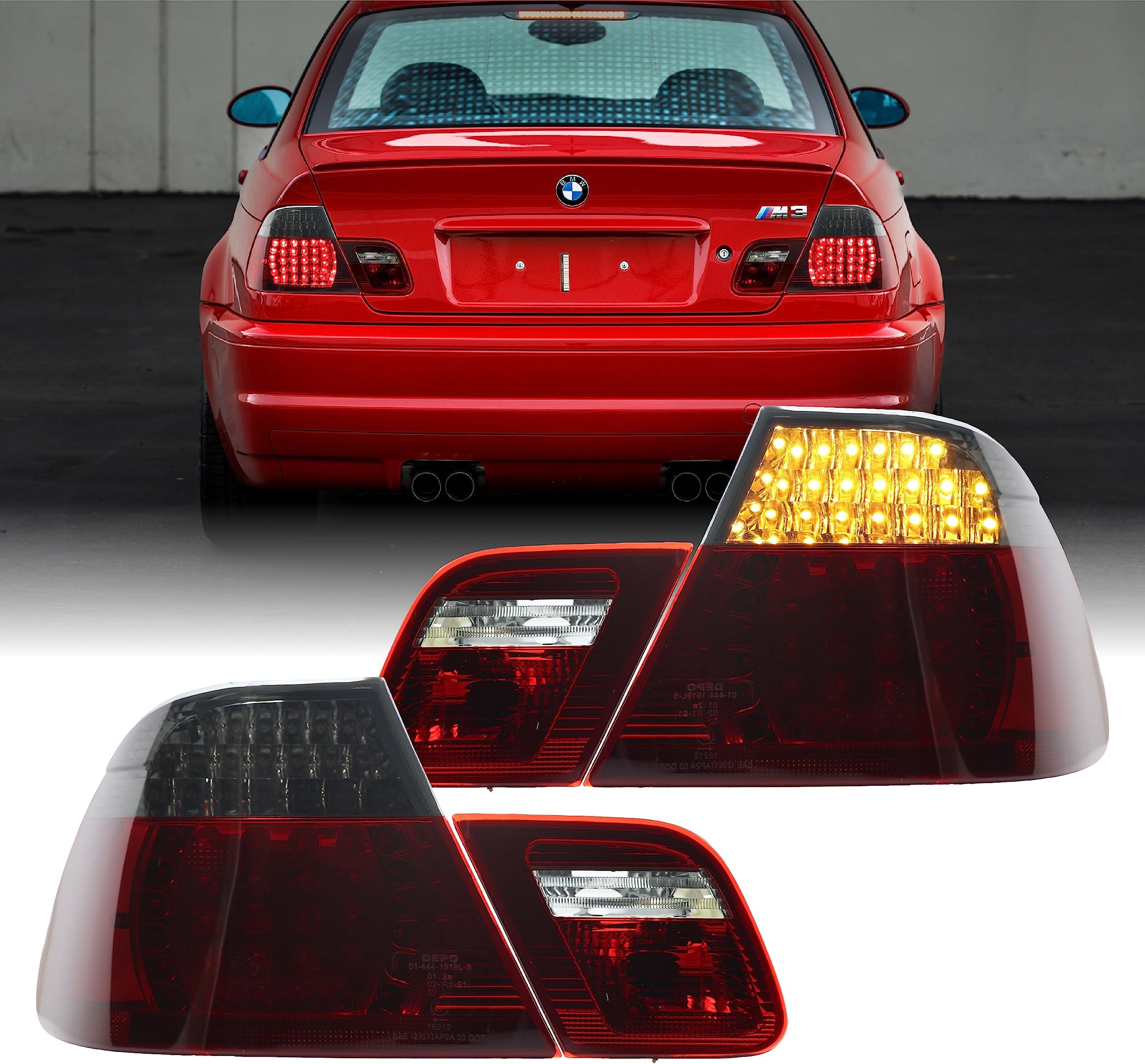 Amazon.com: DEPO 00-03 E46 2D Tail Lights - Euro Style Smoke LED ...