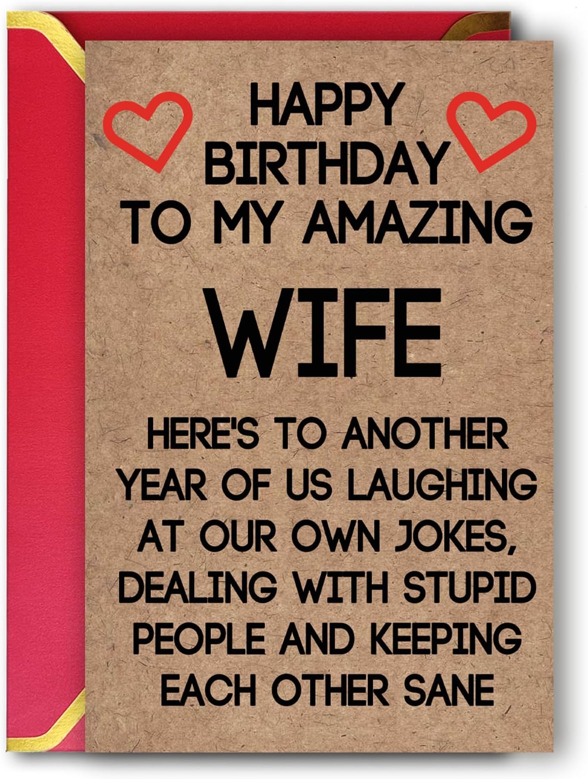 Amazon.com : Ziwenhu Rude Wife Birthday Card from Husband, Best Gift for My Wife Birthday, Happy ...