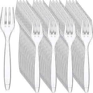 1000 Pcs Clear Disposable Plastic Forks, Plastic Utensils Bulk Heavy ...