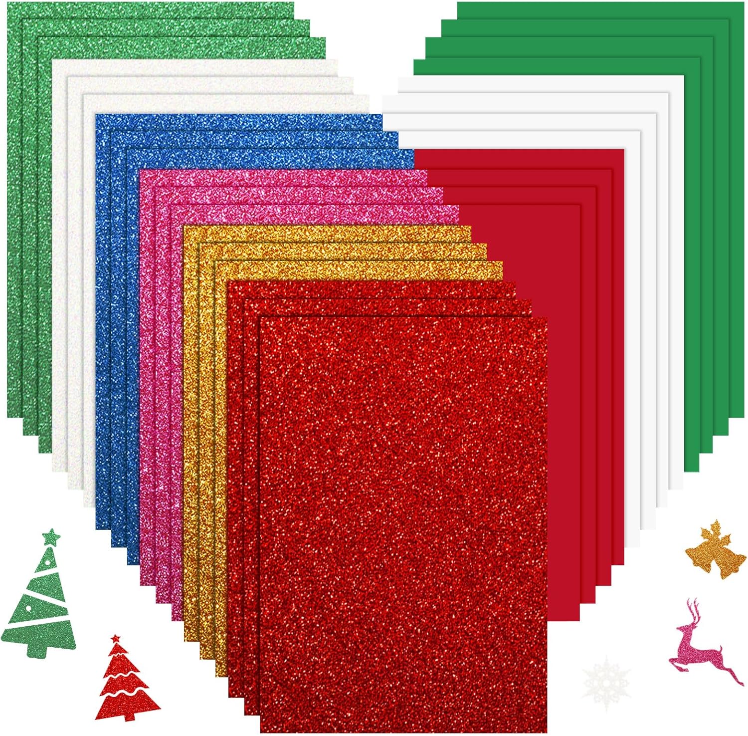 Amazon.com : Cholemy 120 Sheets A4 Glitter Cardstock Paper Christmas ...