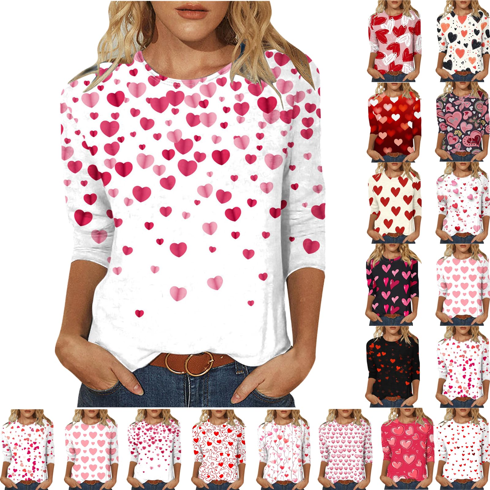 FAIOROI Valentine Shirts for Women Oversized Heart Print Crewneck ...