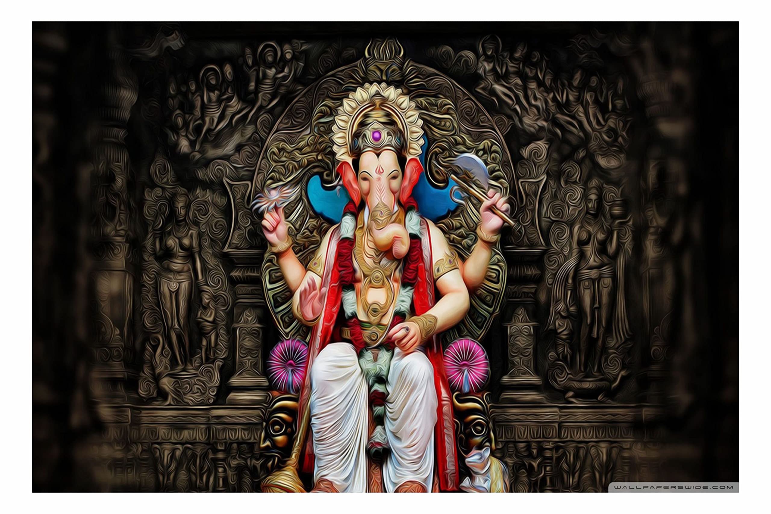 JD MEDIA Solution Ganesha God Wallpaper Wall Stickers Self Adhesive Vinyl Poster Waterproof Fuji ...
