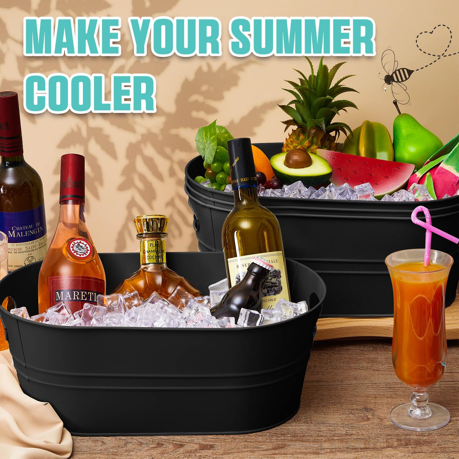 6 Pieces 4 Gallon Large Ice Buckets Beverage Tubs for Parties ...