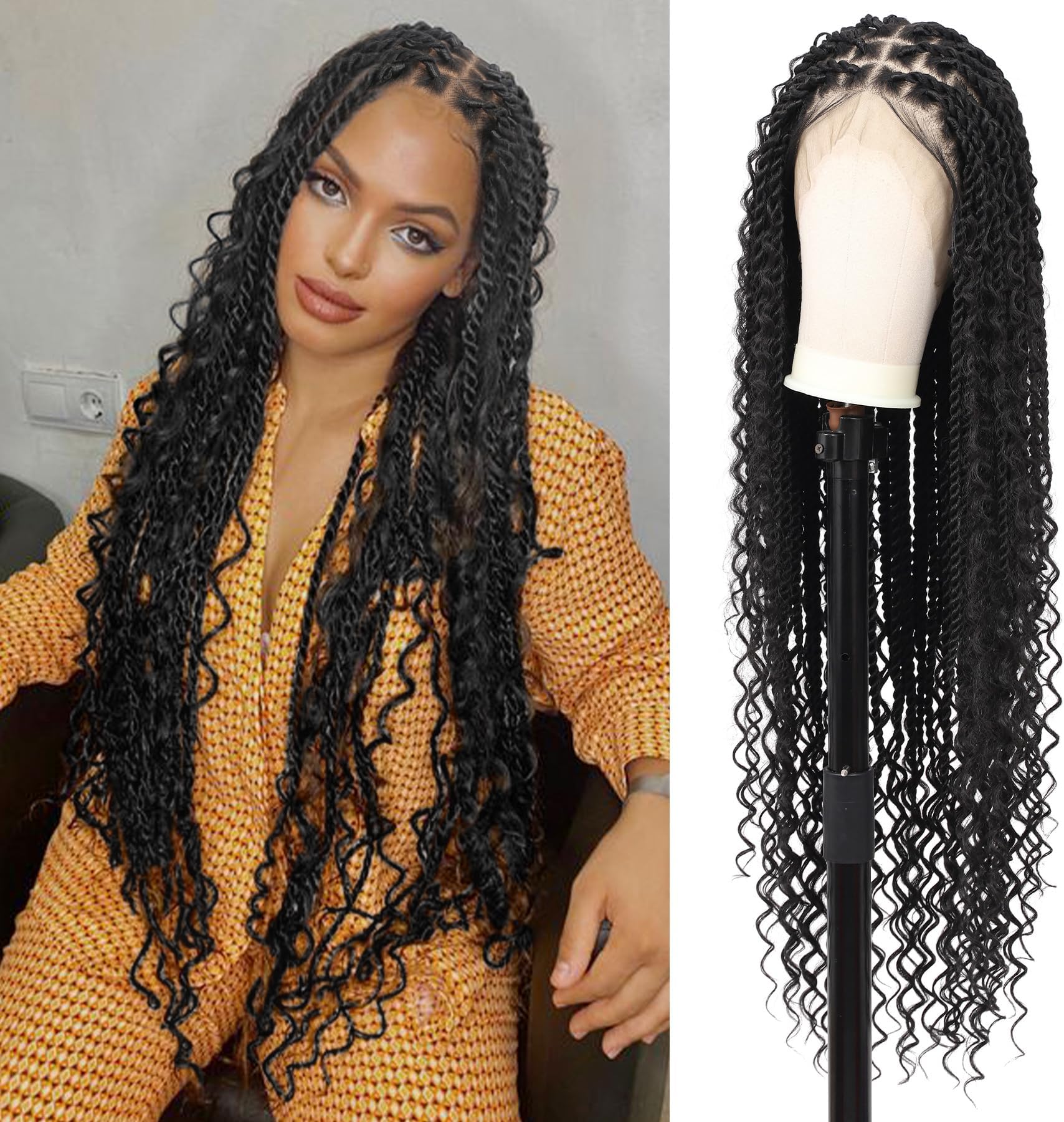 Amazon.com : Olymei HD Full Lace Boho Twist Braided Wigs Bohemian ...