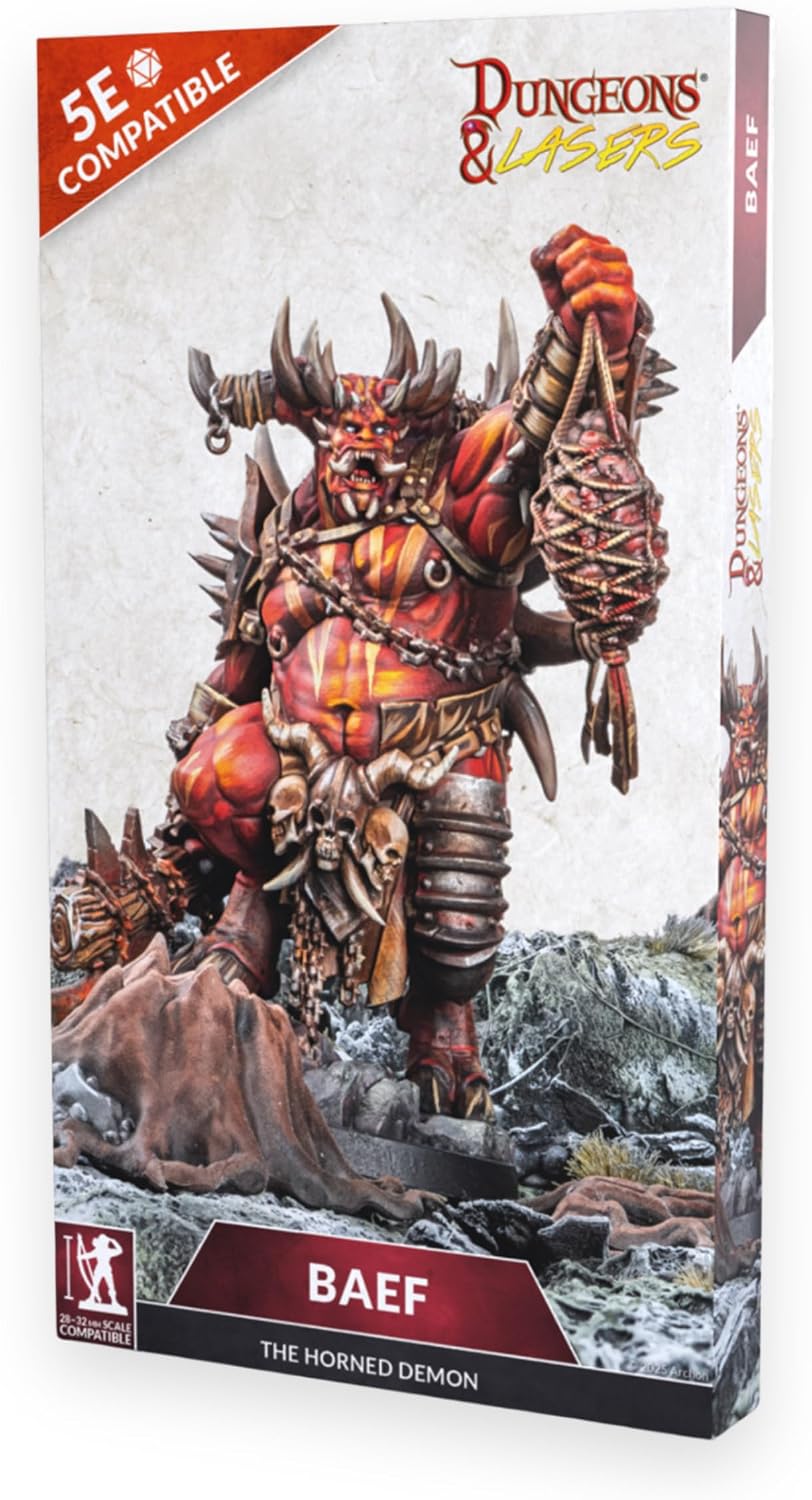 Amazon.com: Dungeons & Lasers Baef Horned Demon DND Miniature - 105mm ...
