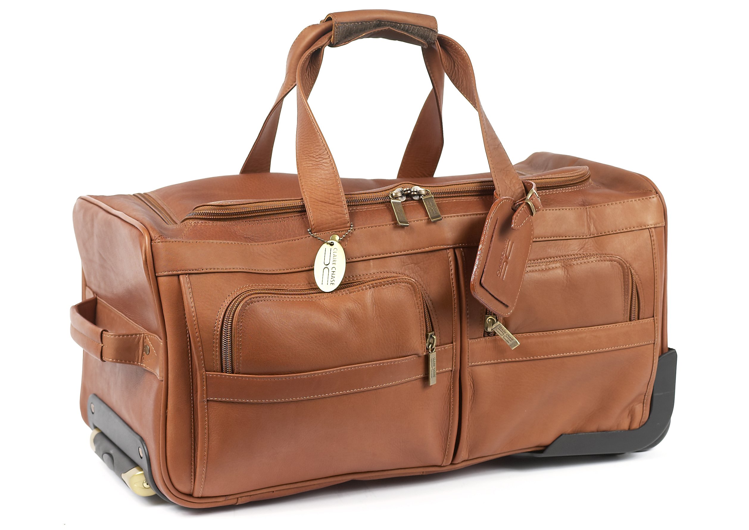 Amazon.com | Claire Chase Rolling Duffel, Saddle, One Size | Travel Duffels
