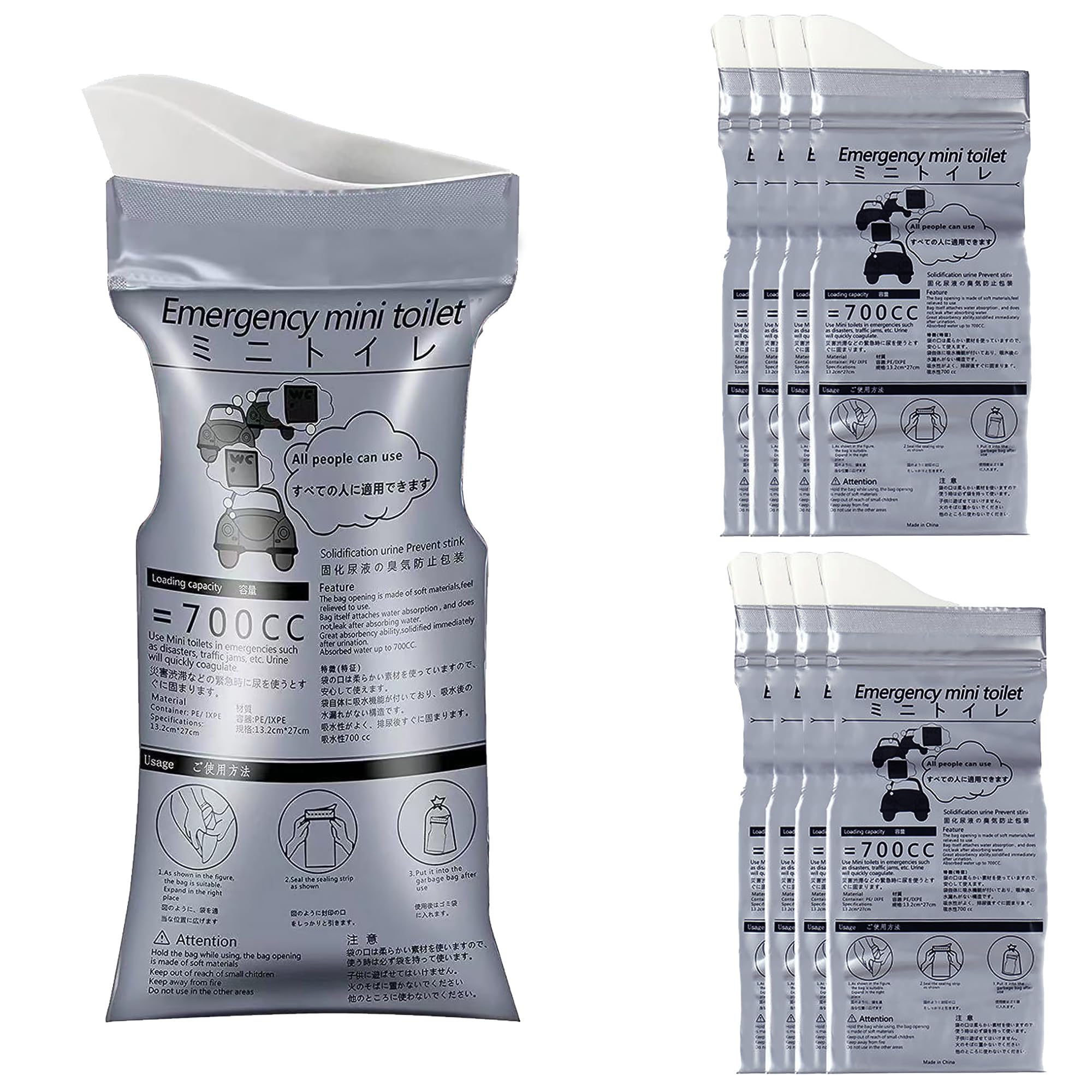 8 Pack Disposable Urinal Bag, 700ML Emergency Urine Bag, Unisex Urinal ...