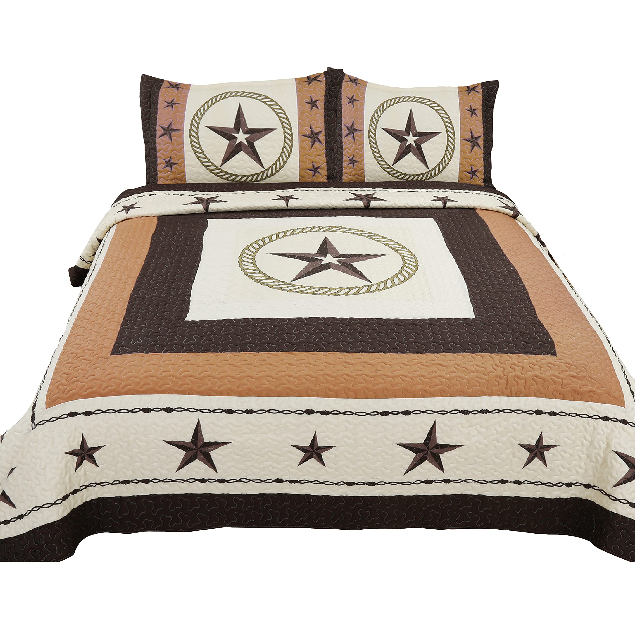 Amazon.com: Western Peak 3 Pcs Star Patterned Luxury Quilt Bedspread ...