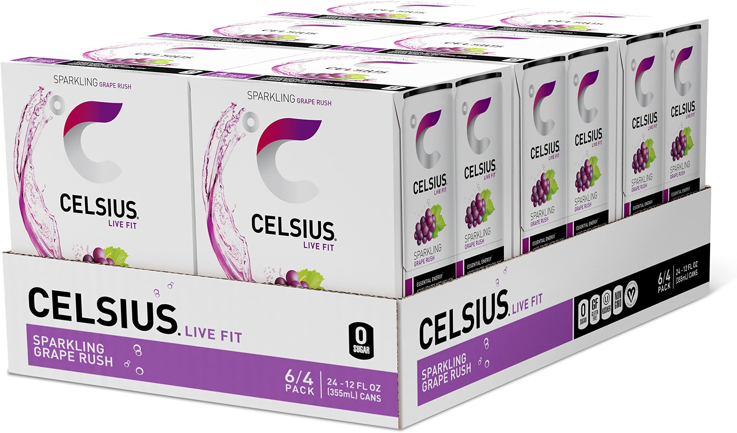 Amazon.com: CELSIUS Sparkling Grape Rush, Functional Essential Energy ...