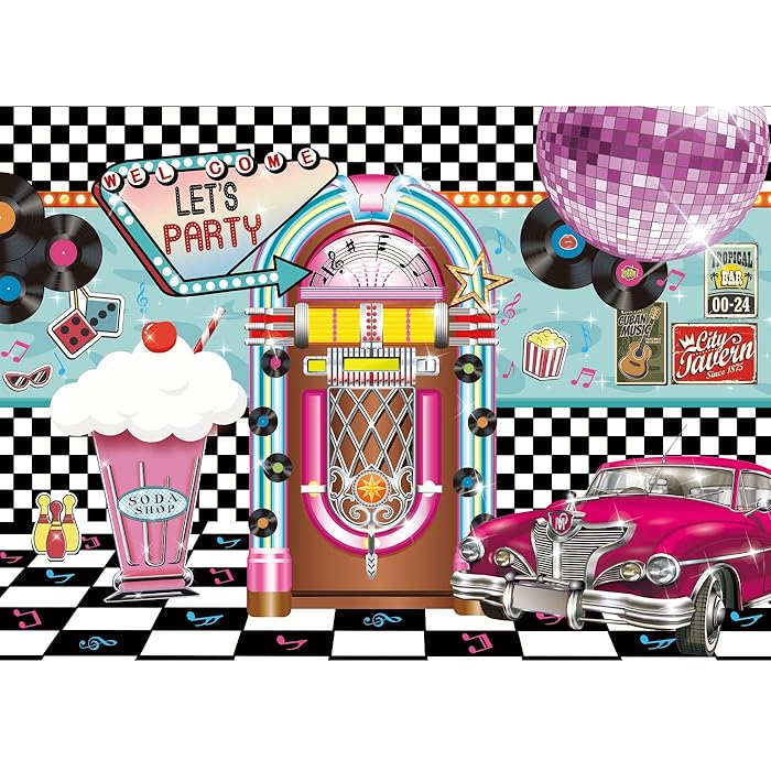 Buy Maijoeyy 7x5ft Back to 50s Backdrop for Birthday Rock Roll Party ...