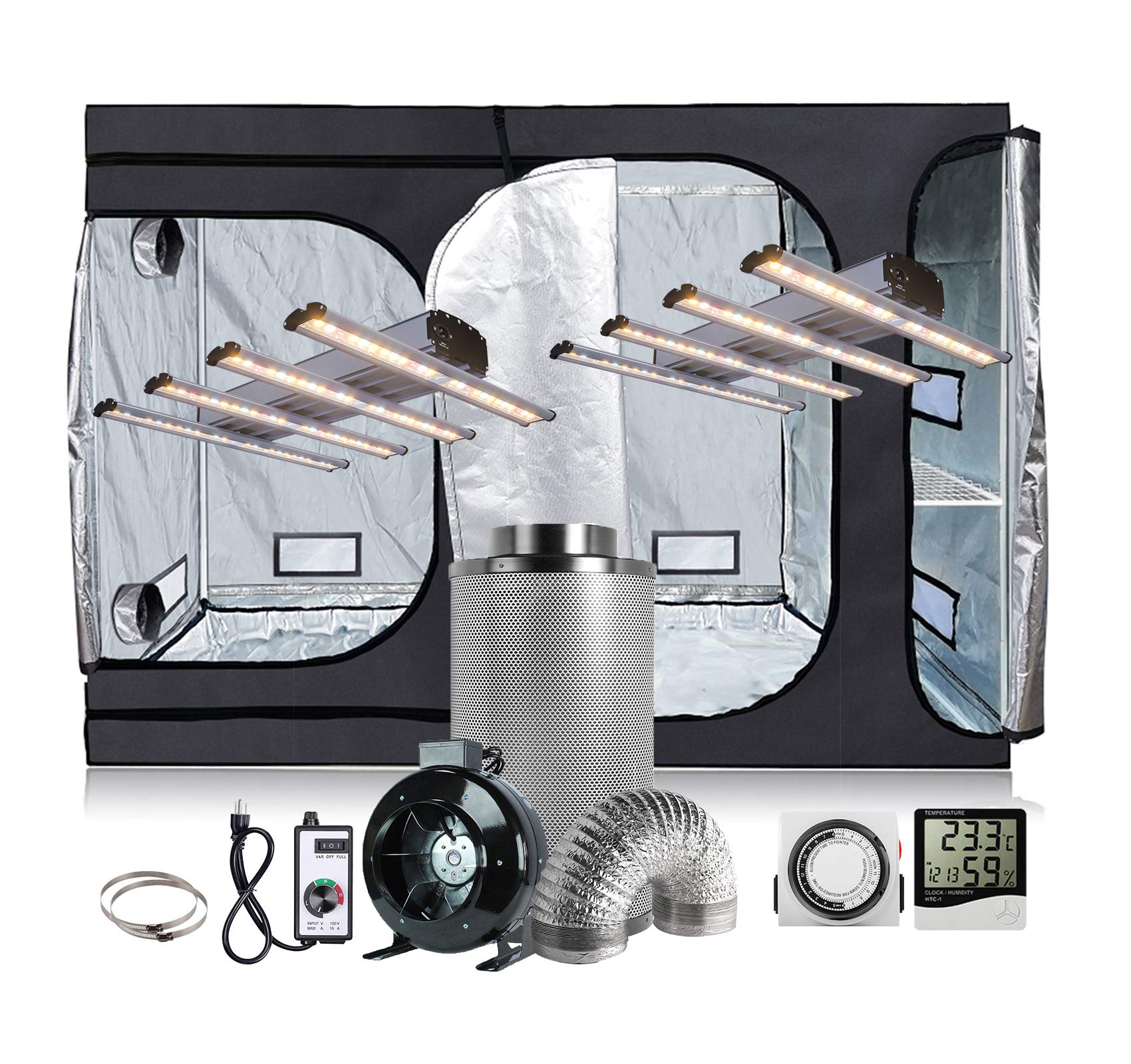 Amazon.com: Hydro Plus Grow Tent Kit 2-in-1 108''x48''x80'' Grow Tent ...