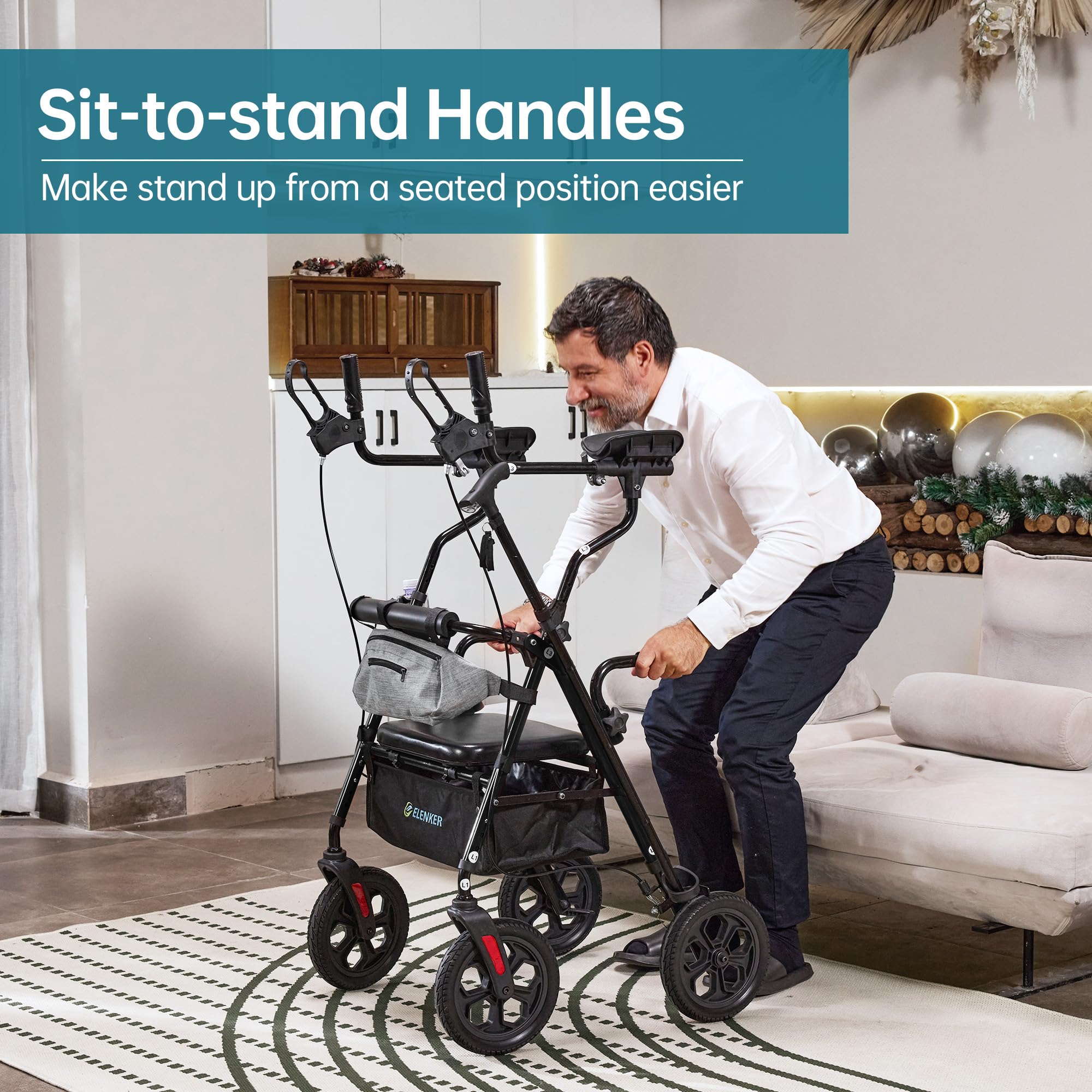 Snapklik.com : ELENKER All Terrain Upright Rollator Walker