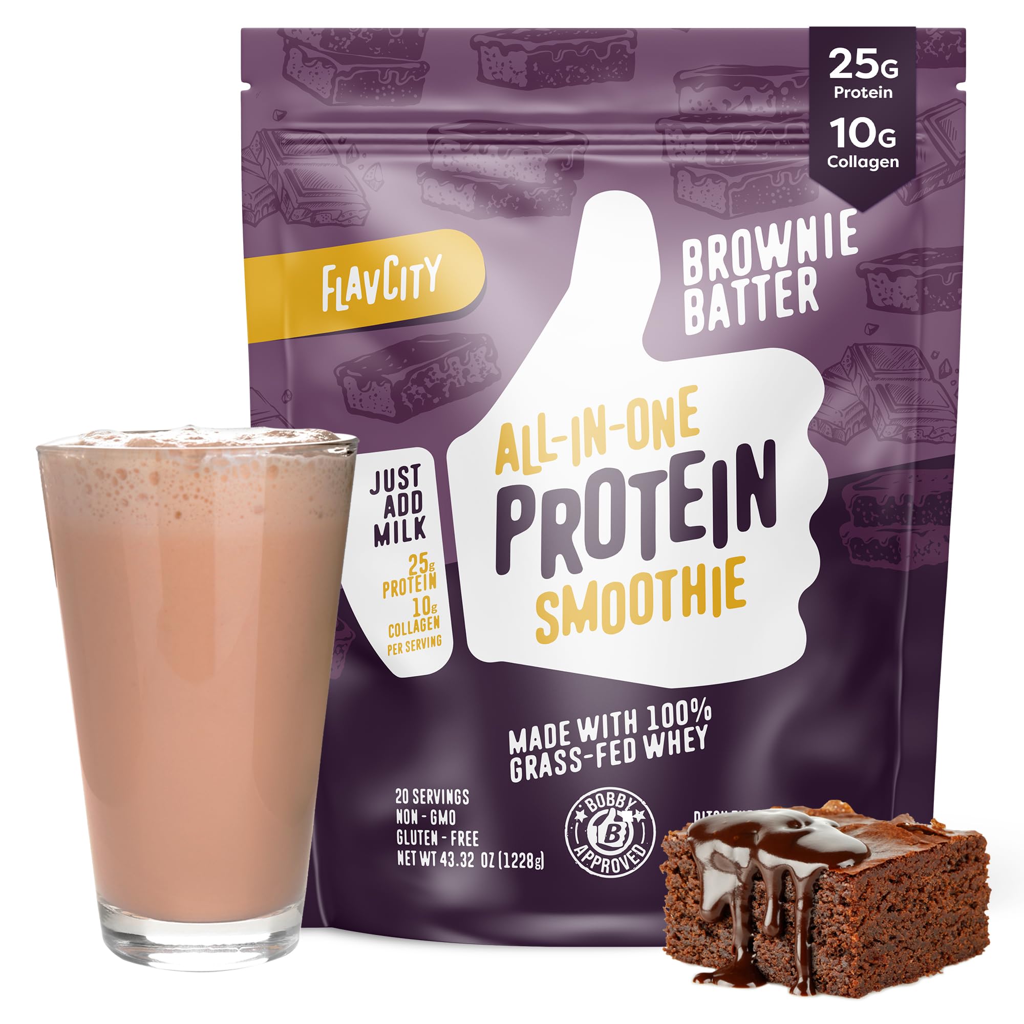 Amazon.com: FlavCity All-in-One Protein Powder Smoothie, Brownie Batter ...