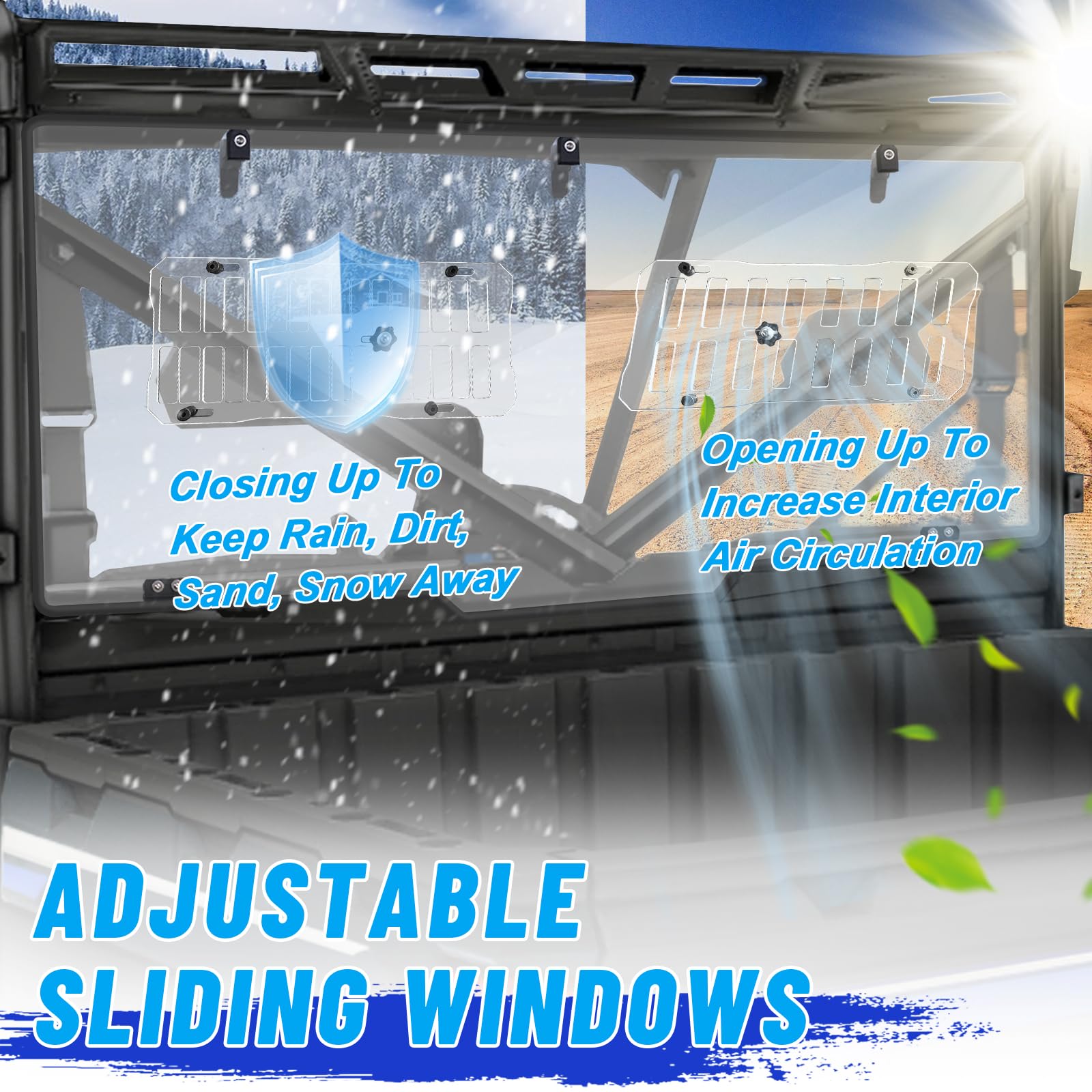 StarknightMT Vented Ranger Rear Windshield, Ranger 1000 Sliding Rear ...