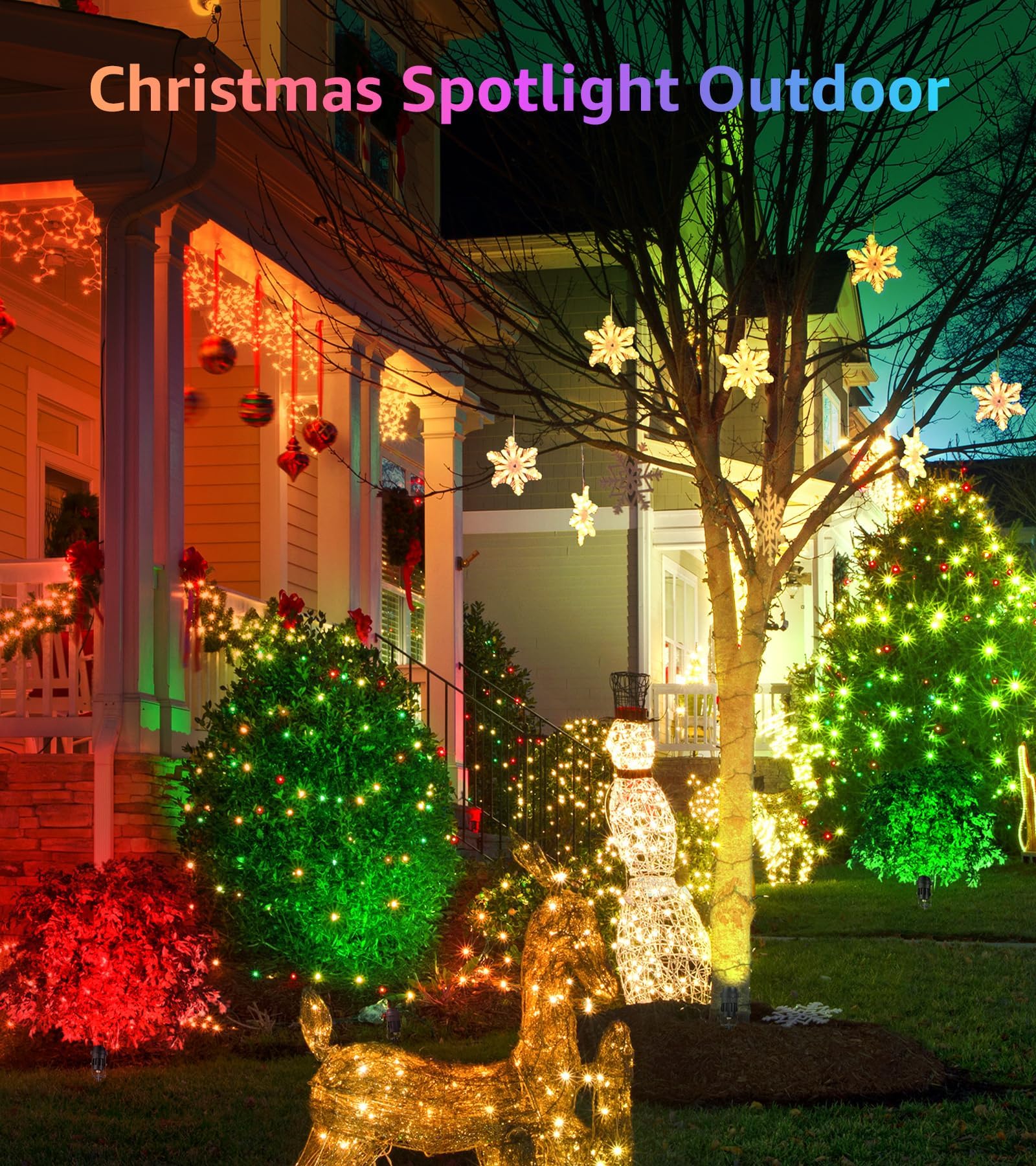 Holiday Led Spotlights Outdoor EDISHINE 2 Pack Weatherproof Outdoor