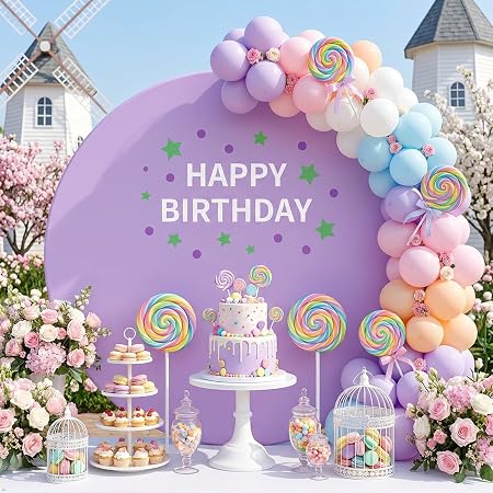 Amazon.com : Haefoo 7.2FT Lavender Round Backdrop Cover for 5 to 7.2ft ...