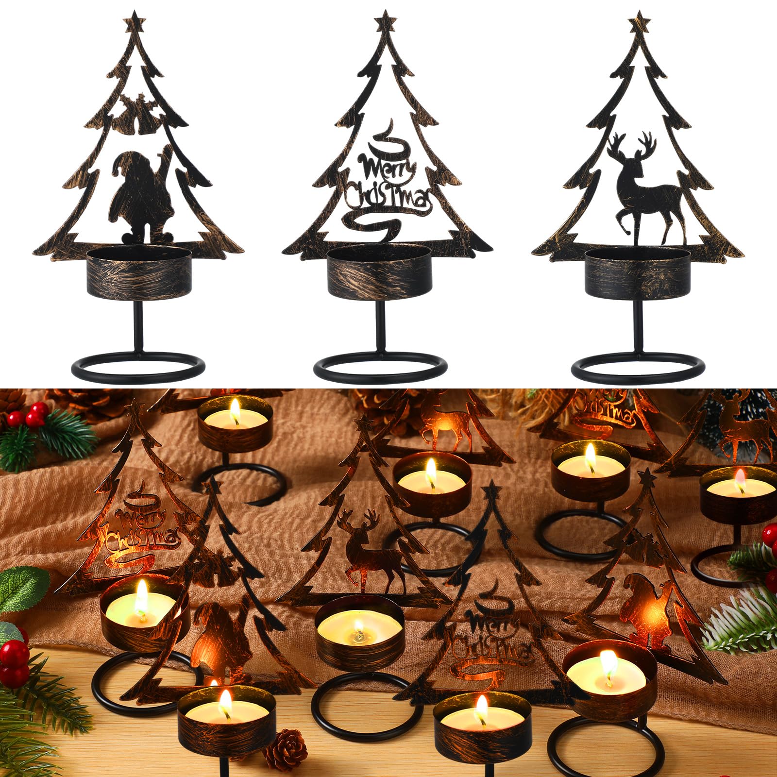 Amazon.com: Sieral 9 Pcs Christmas Candle Tealight Holders, 5.5" H ...