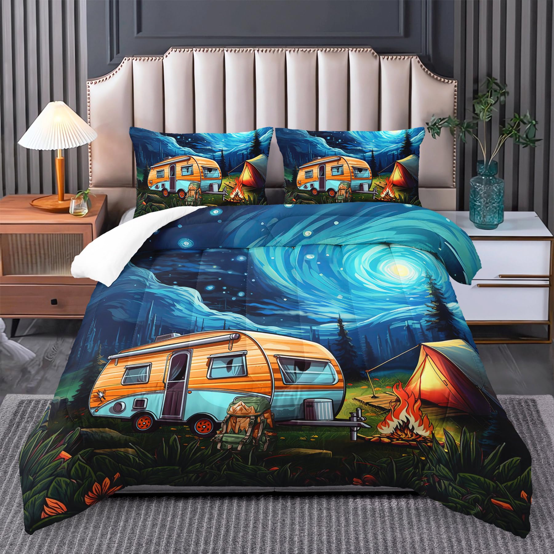 Amazon.com: Tuzaovy Short Queen Quilt Bedding Sets for rv Camper,Queen ...