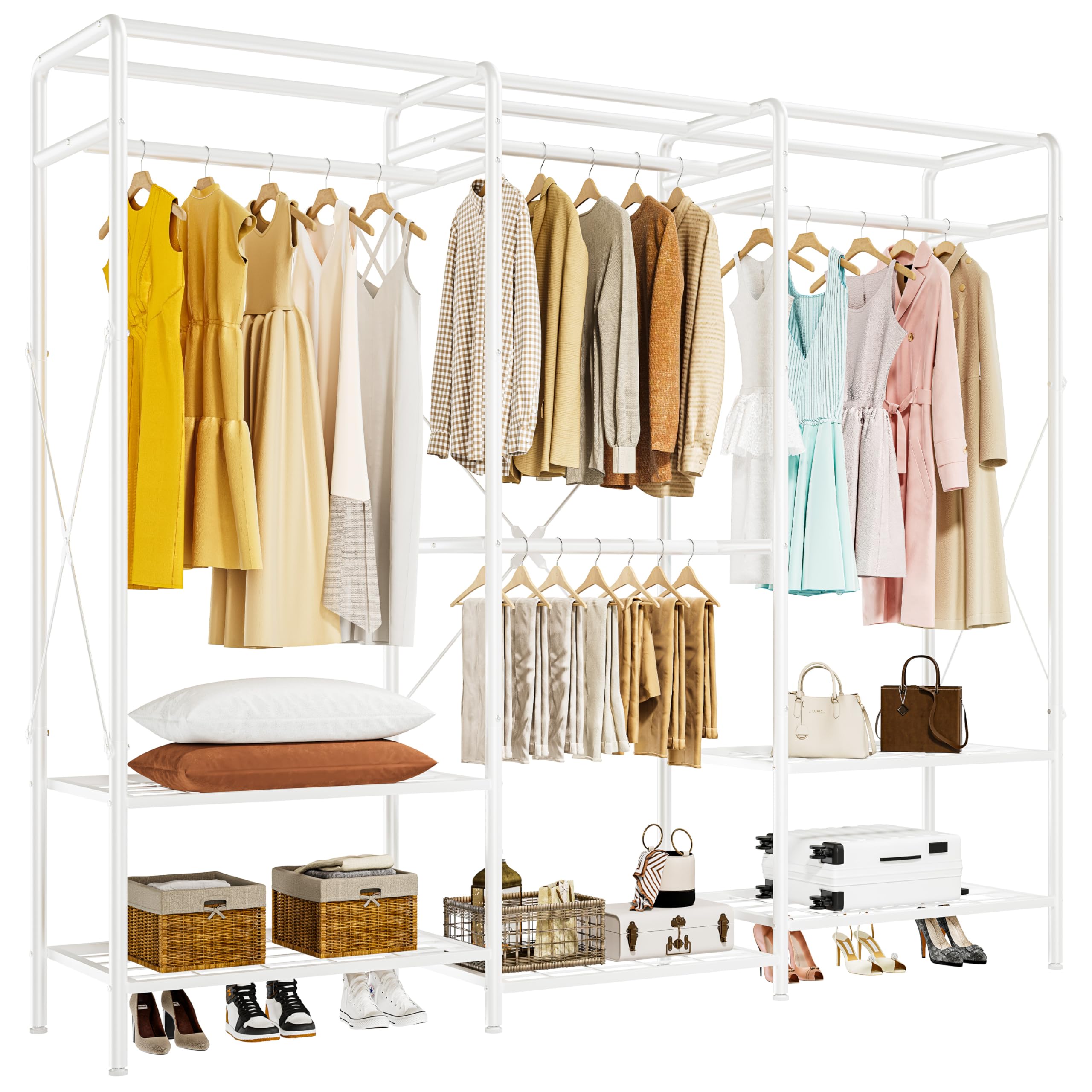 JOISCOPE Portant à vêtements robuste avec 4 tringles de suspension et 5 ...