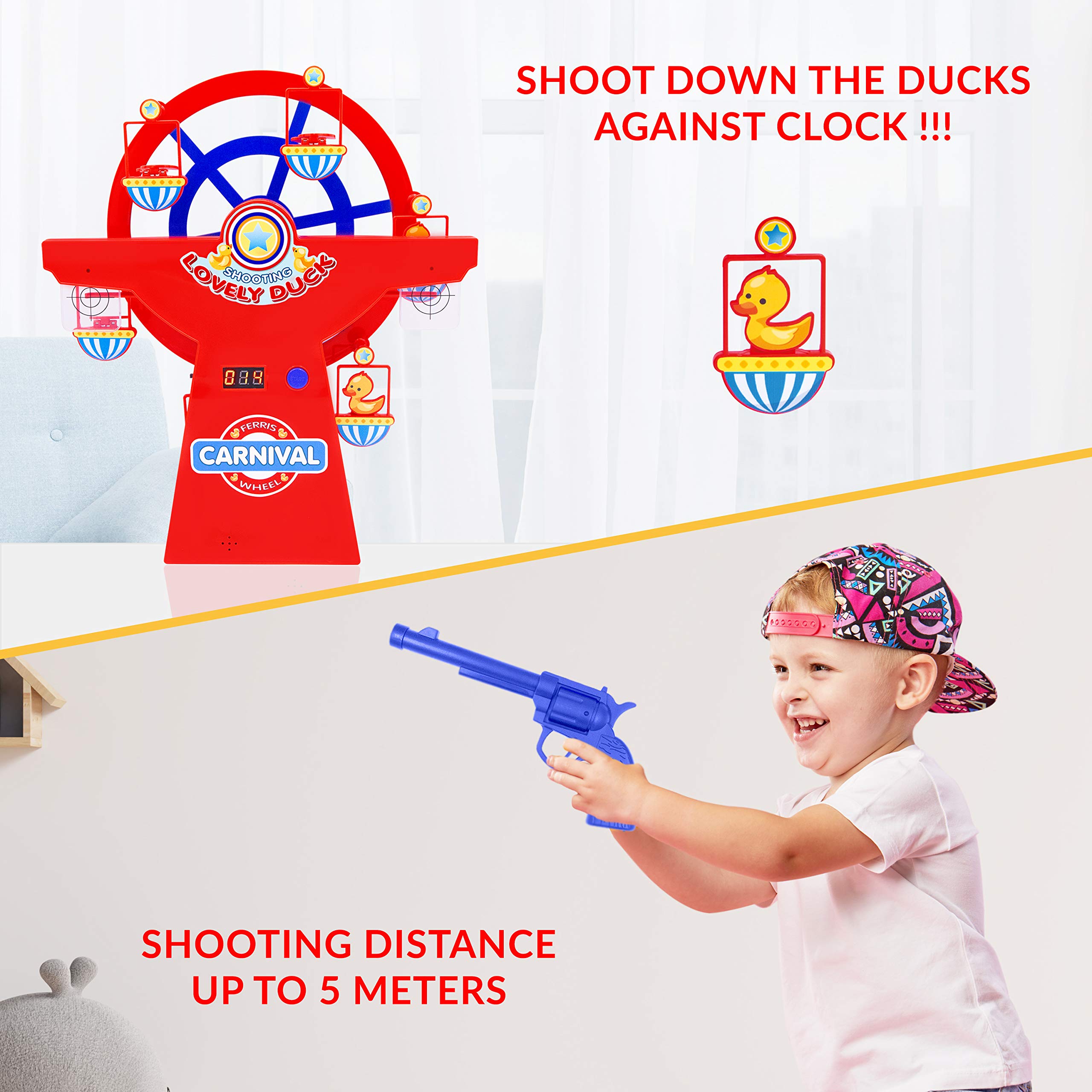 Global Gizmos 55729 Duck Shoot Carnival Game Infrared Six Shooter ...