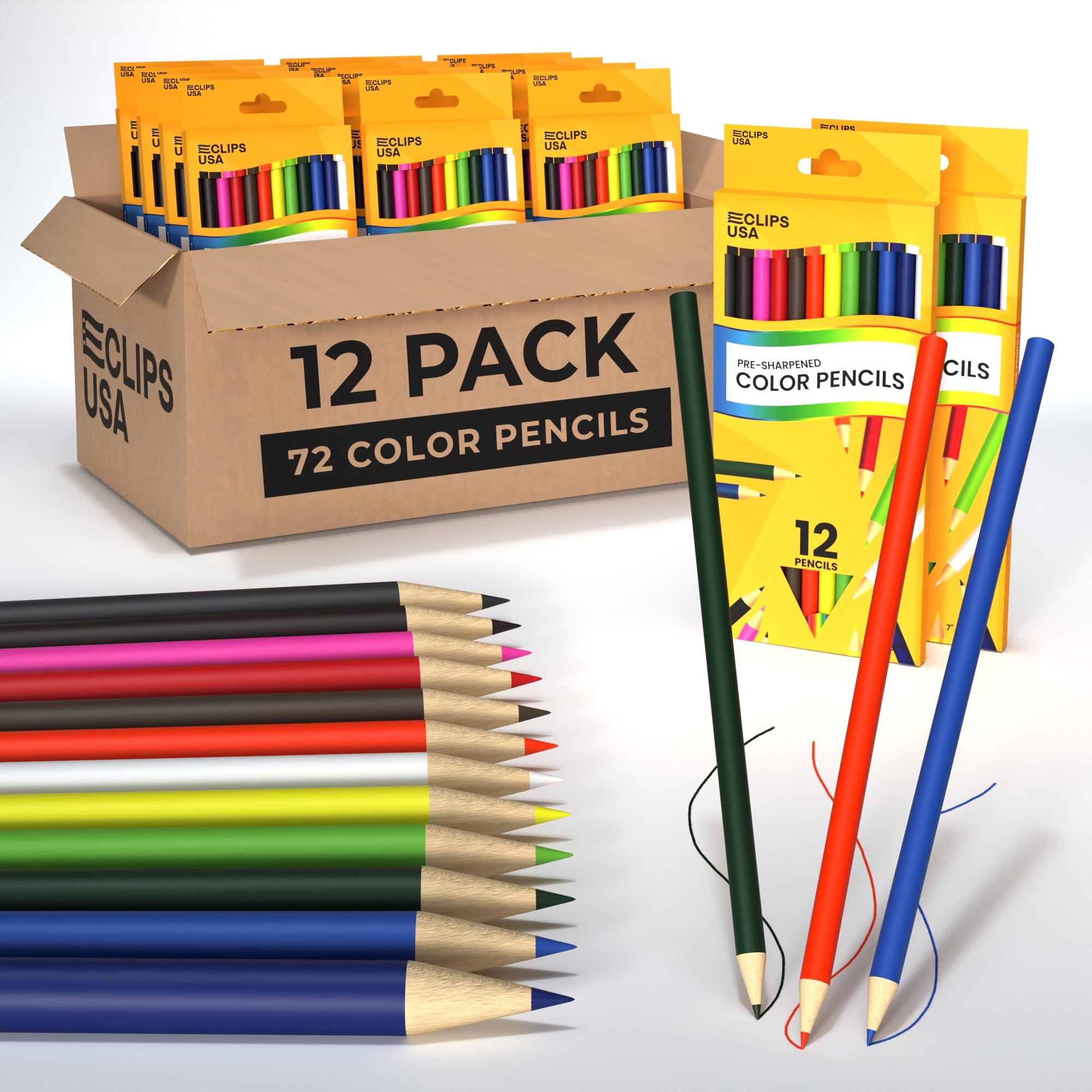 Amazon.com : E-CLIPS USA Colored Pencils, Colored Pencils Bulk, Colored ...