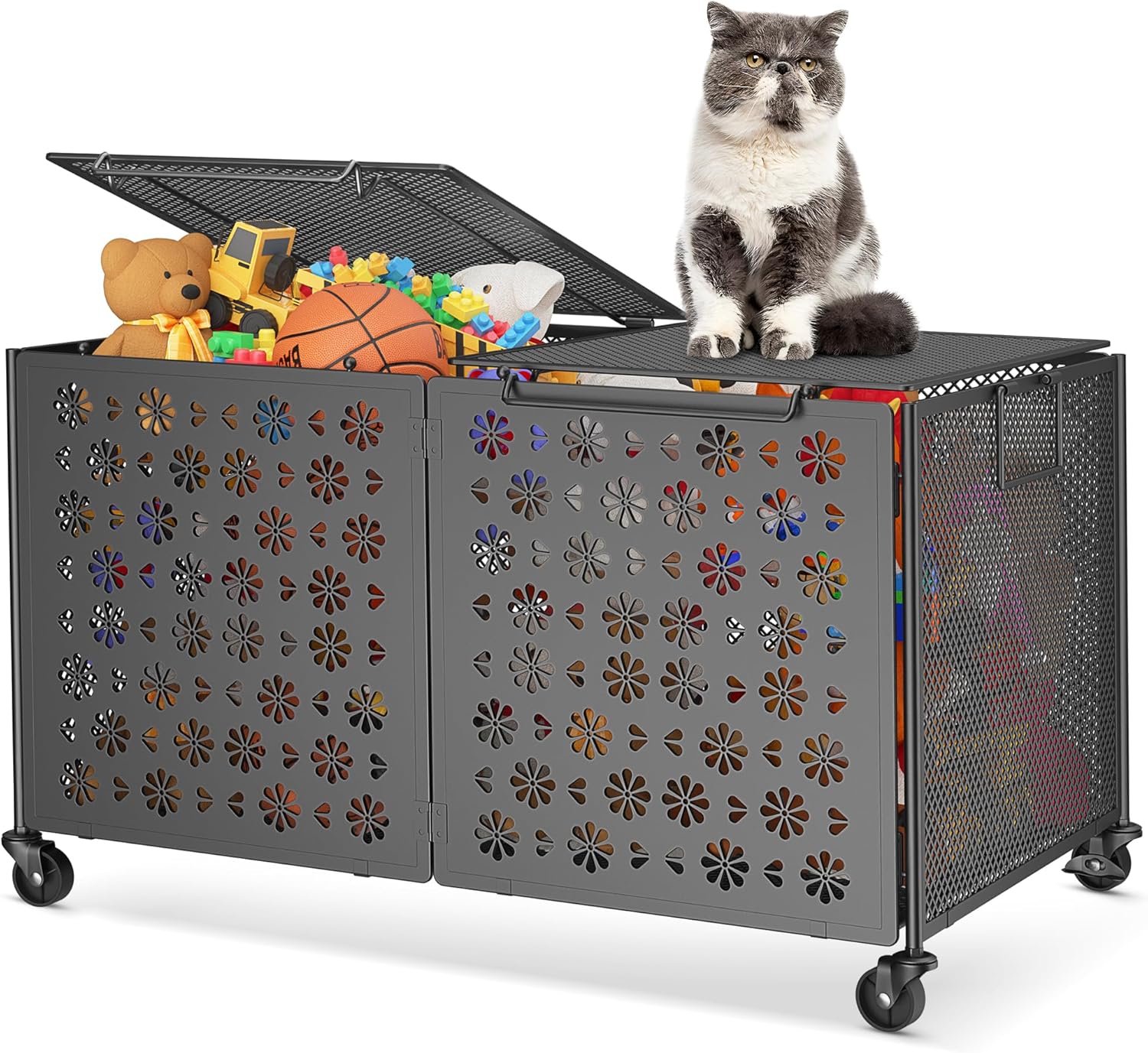 Amazon.com: Zannaki 83L Toy Box Chest with Lids and Wheels, Large ...