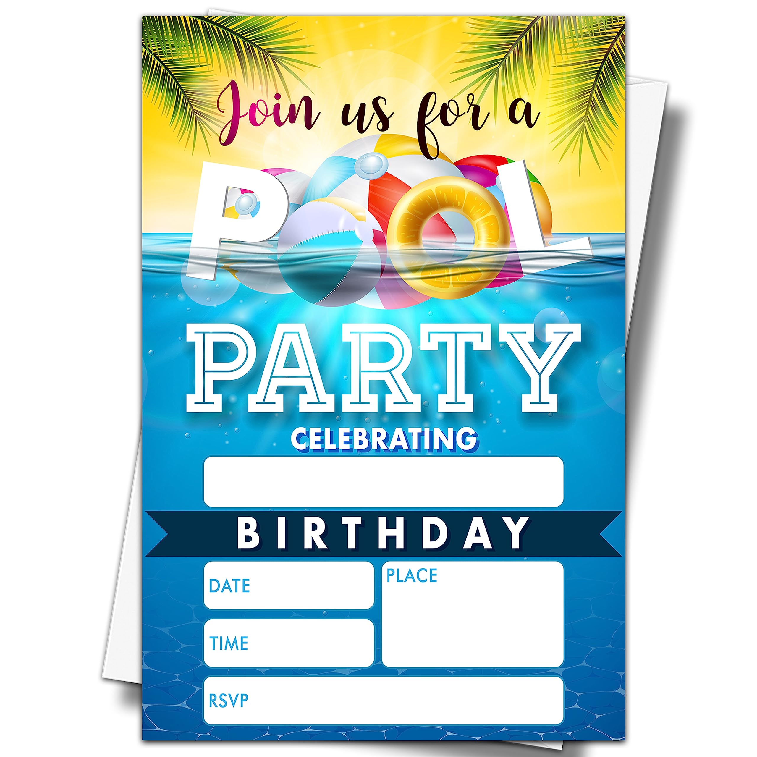 Cheap Party Invitations Cards - 20 Fill-in Swim Party Invites With ...