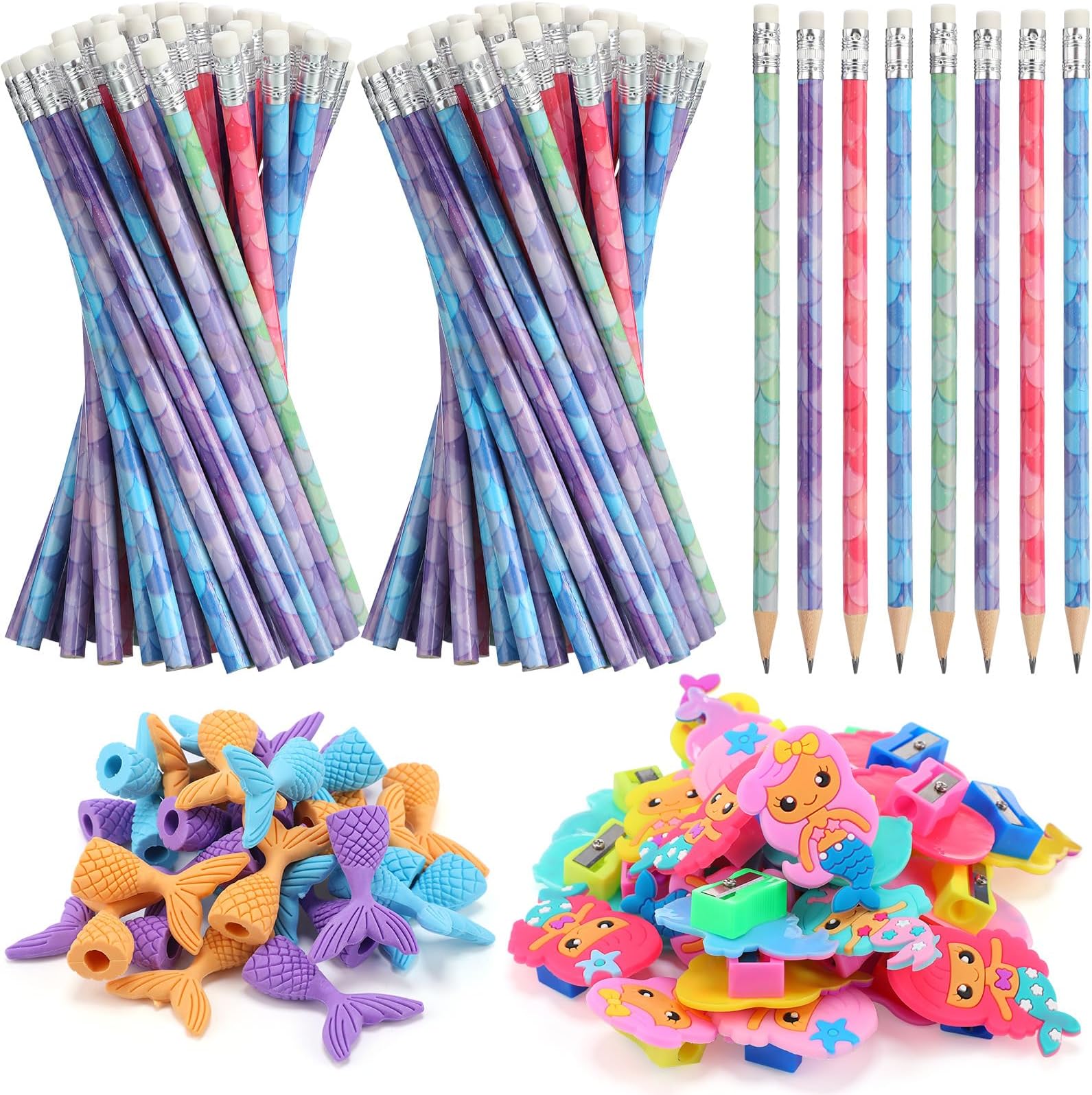 Amazon.com: Dispowreath 120 Pcs Mermaid Party Favor for Kids Include 60 ...
