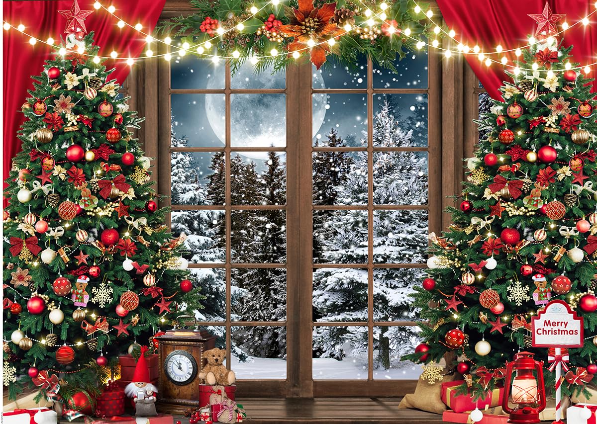 Amazon.com : 7x5ft Winter Christmas Window Photography Backdrop Xmas ...