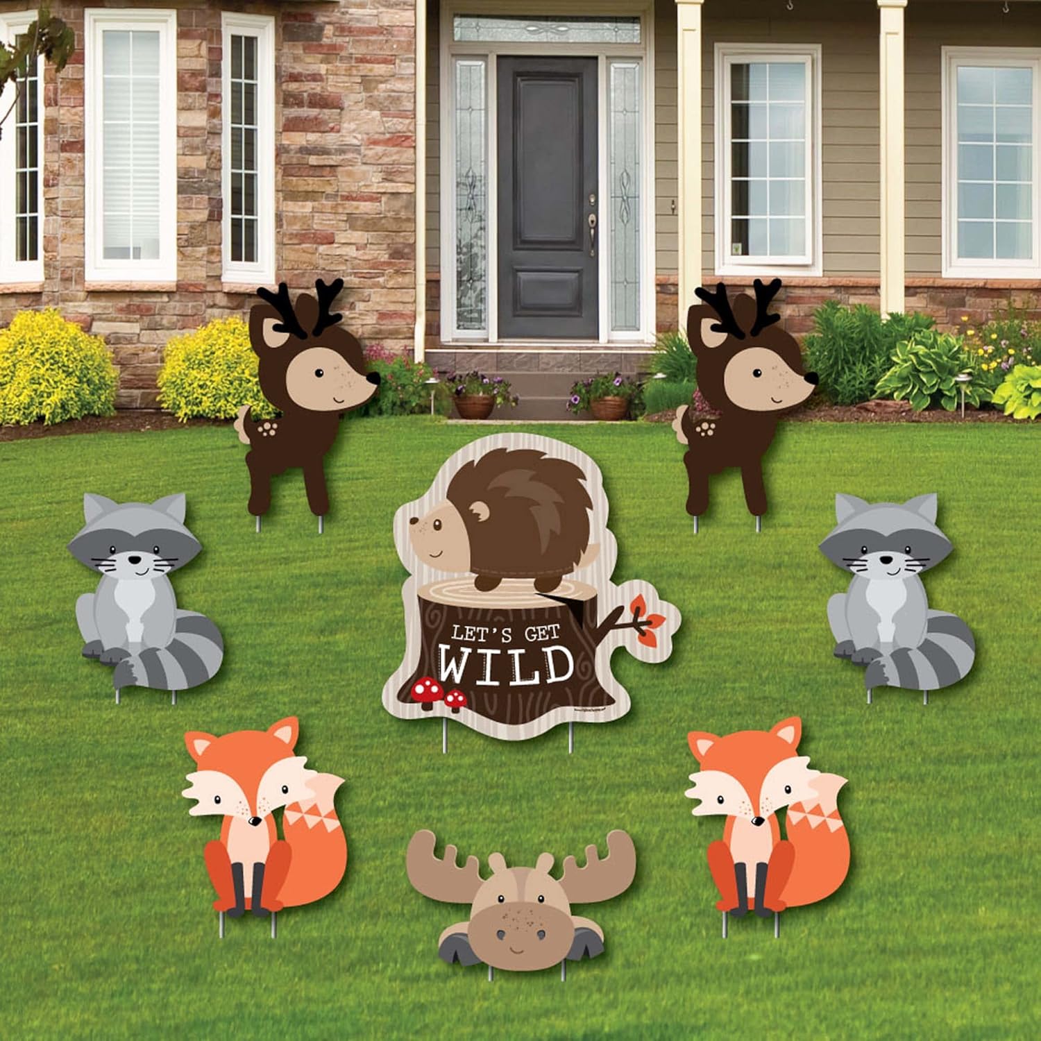 Amazon.com : Big Dot of Happiness Woodland Creatures - Yard Sign ...
