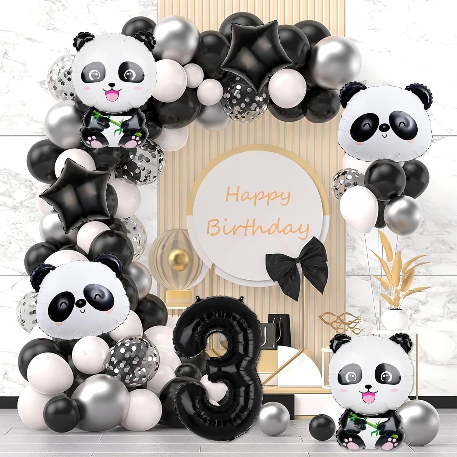 Decoraciones de fiesta de pandas, 7 globos de aluminio de cumpleaños de ...