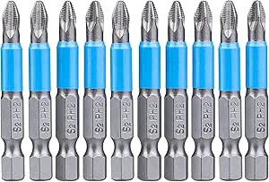 Yakamoz 10Pcs Phillips Bits #2 Magnetic Screwdriver Bit Set 1/4" Hex Shank Cross Head Ph2 ...
