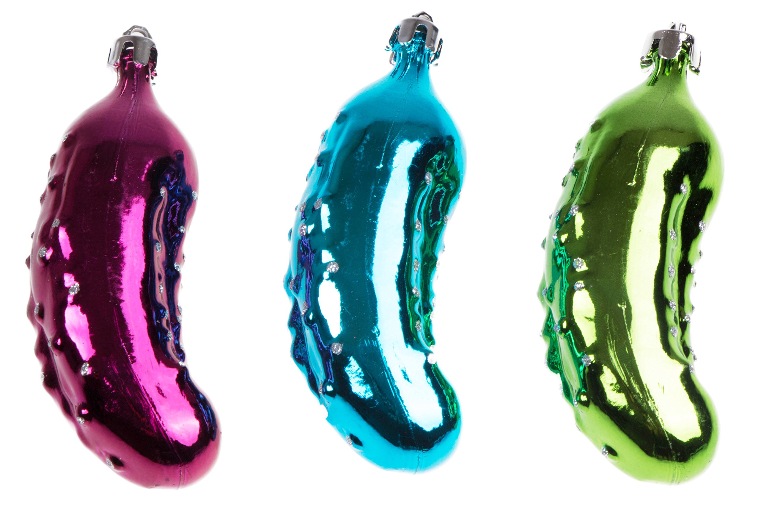 Amazon.com: Clever Creations Pickle Christmas Ornament Set Metallic ...