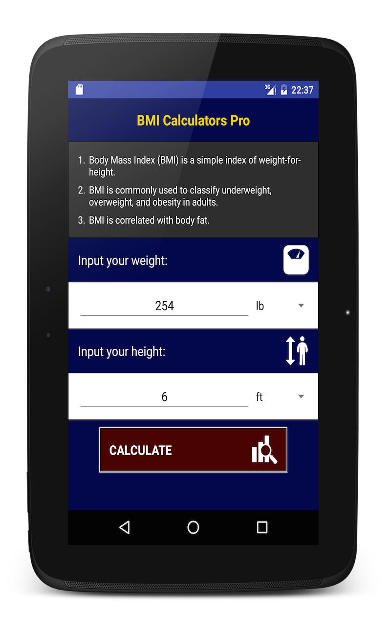 BMI Calculators Pro - App on Amazon Appstore